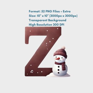 Watercolor AI Winter Snowman Alphabet Clipart Set, Christmas Letters ...