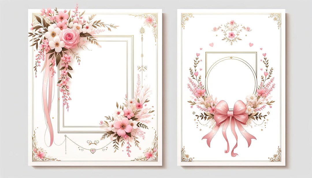 Elegant Floral Frames Collection: Vintage-inspired Botanical Art, JPG ...