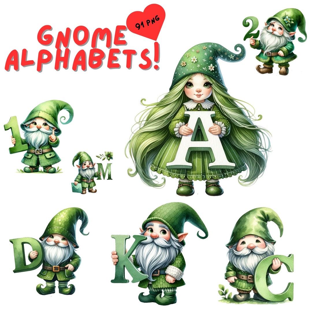 Whimsical Gnome Alphabet Digital Images - Storybook Letter Pngs for ...