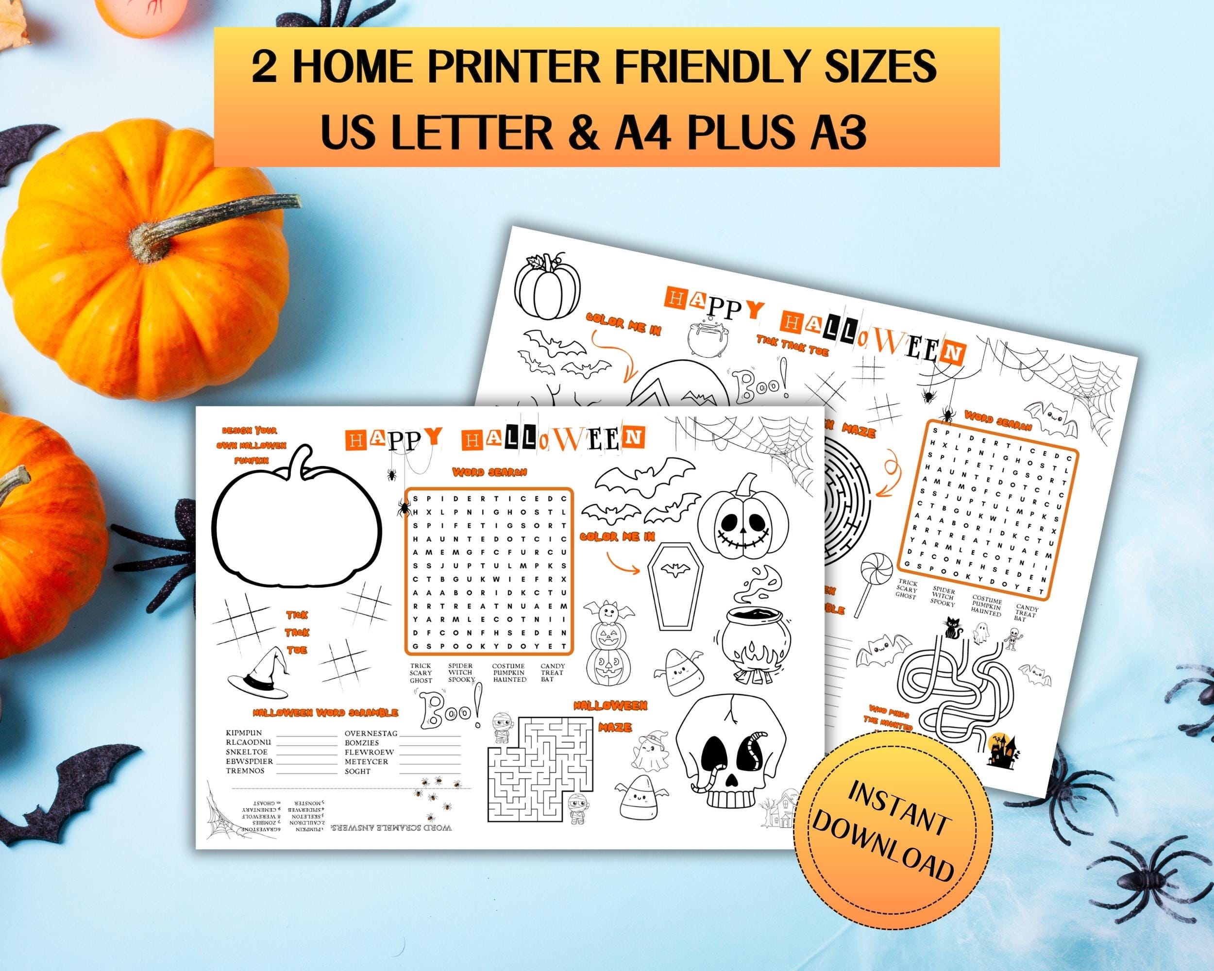 Printable Halloween Activity Sheet, Halloween Color Page, Halloween ...