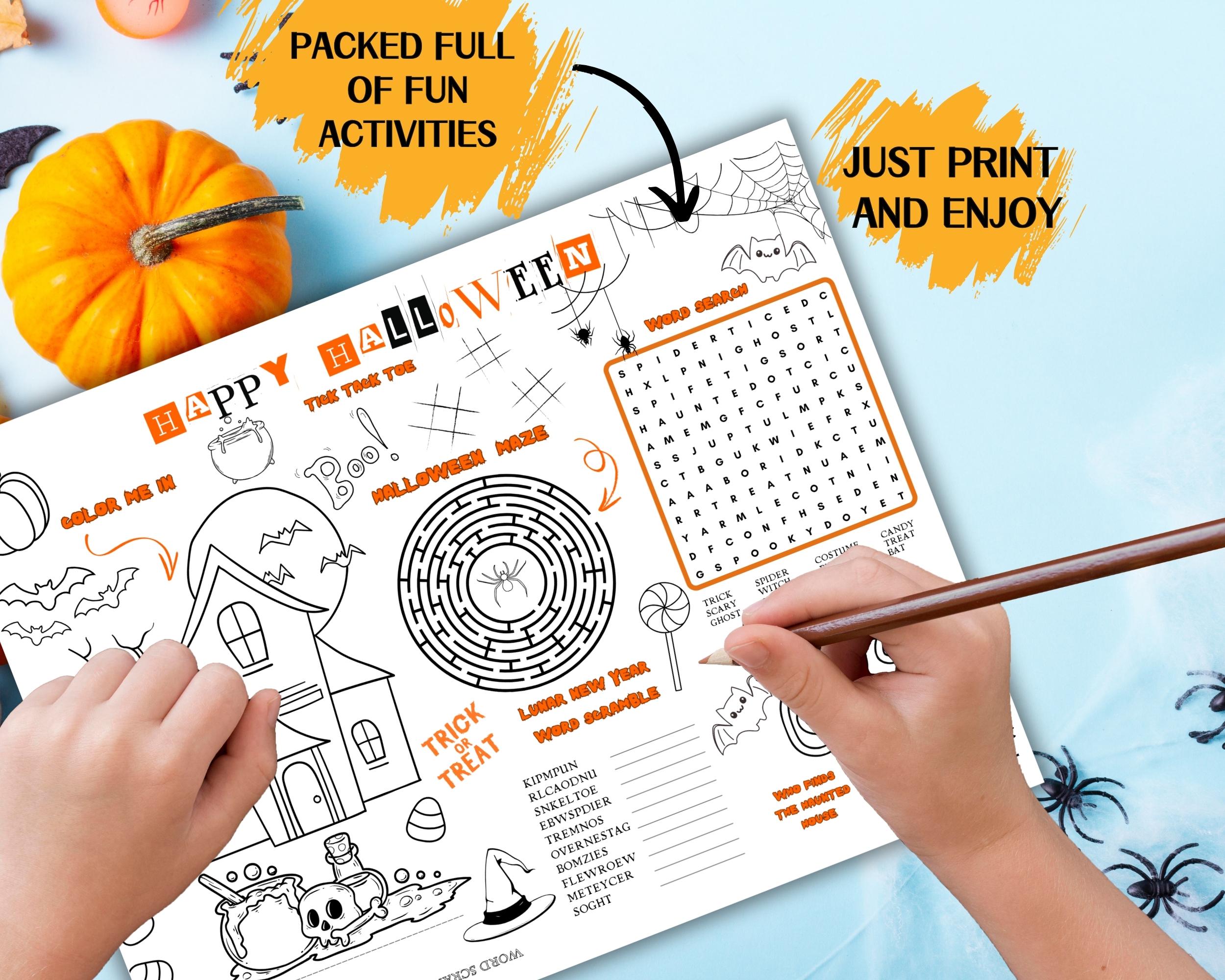 Printable Halloween Activity Sheet, Halloween Color Page, Halloween ...