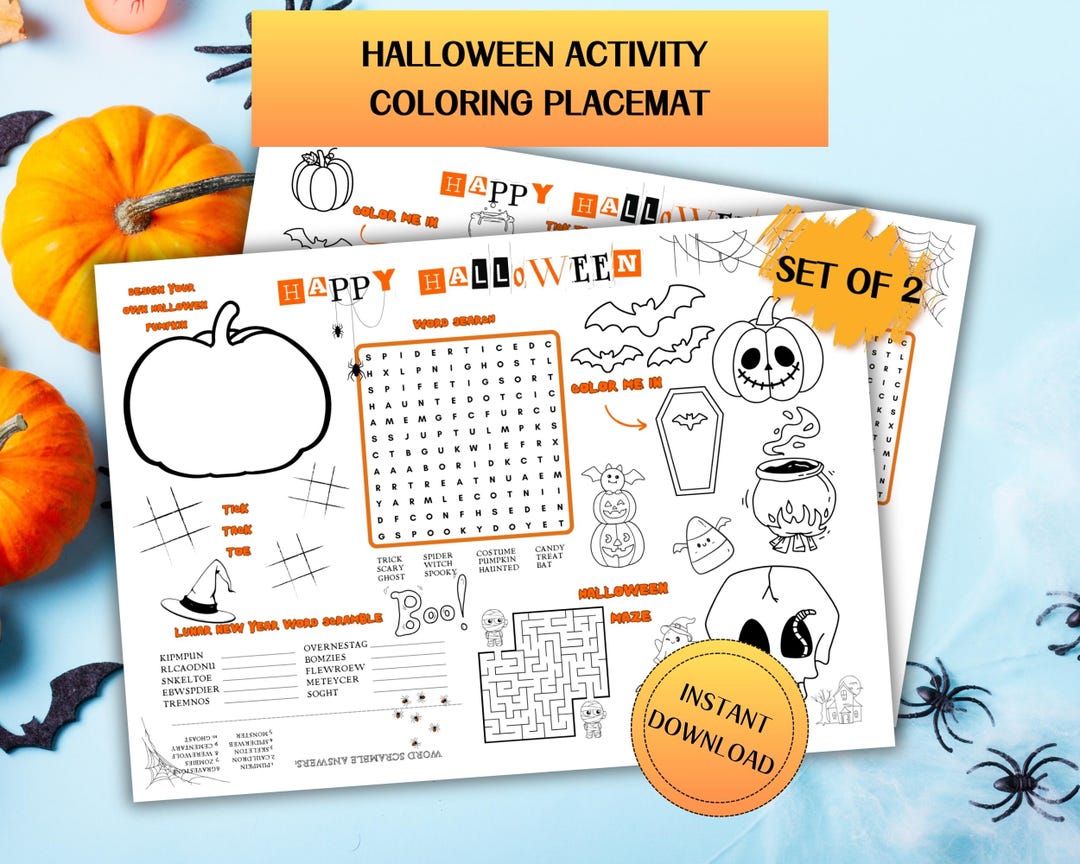 Printable Halloween Activity Sheet, Halloween Color Page, Halloween ...