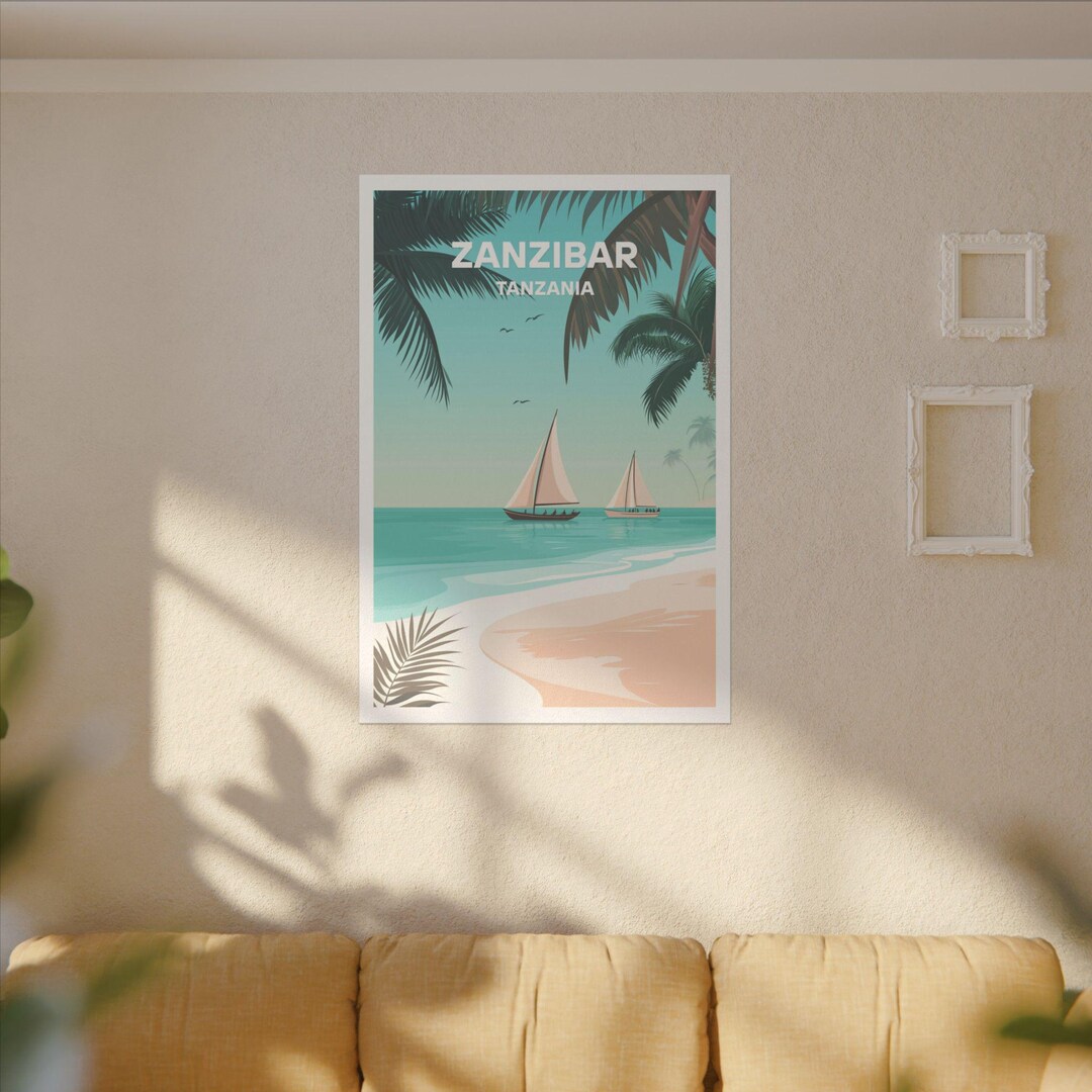 Zanzibar Poster – Minimalist Tanzania Wall Art - Tropical Travel Print ...