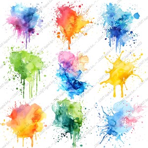 92 Watercolor Splash Clipart Bundle, Paint Splatter PNG Abstract ...