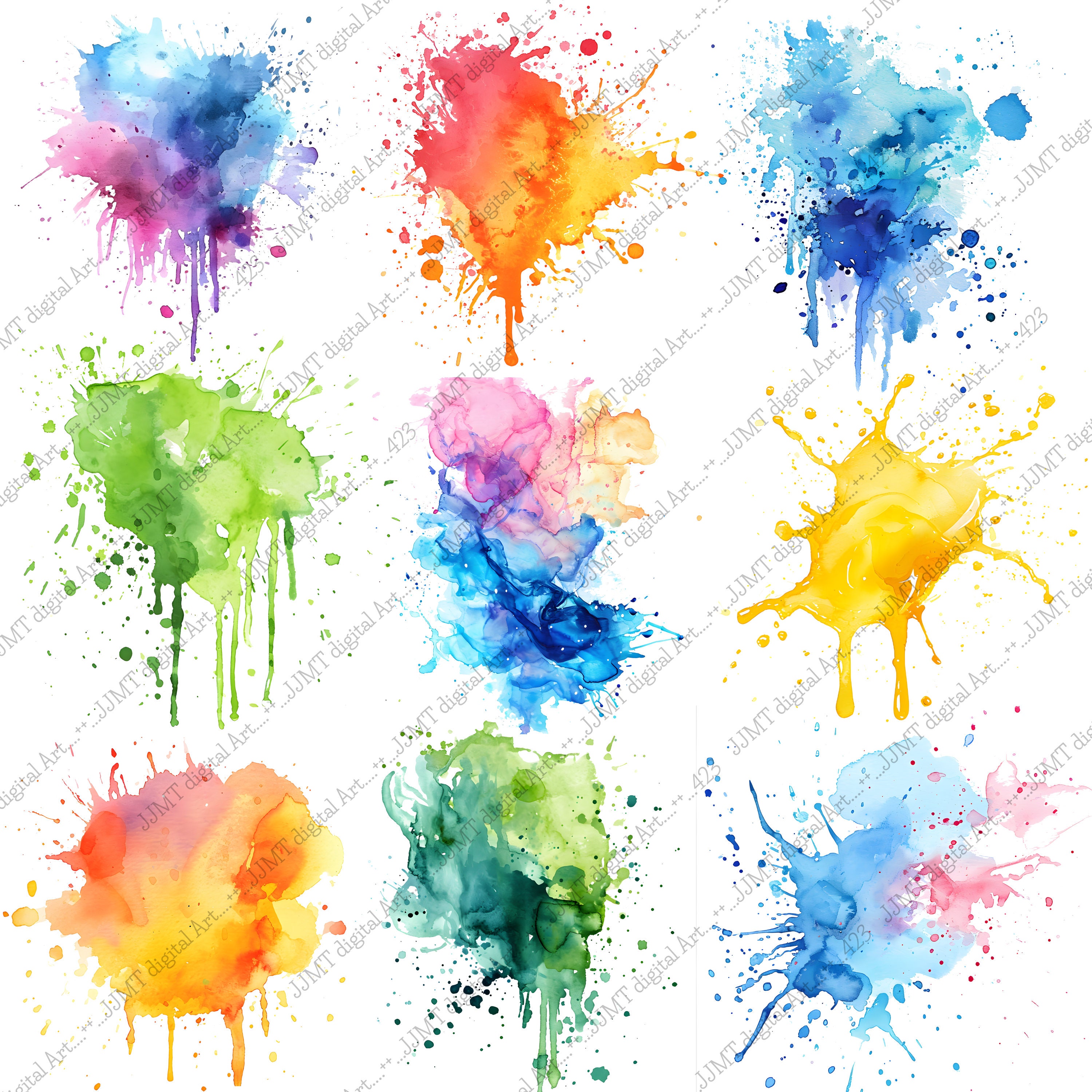 92 Watercolor Splash Clipart Bundle, Paint Splatter PNG Abstract ...