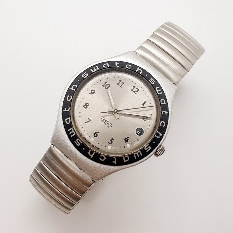 1997 Swiss Made Stainless Steel Swatch Irony Date Watch for Men and Women 37mm Case, Vintage ...