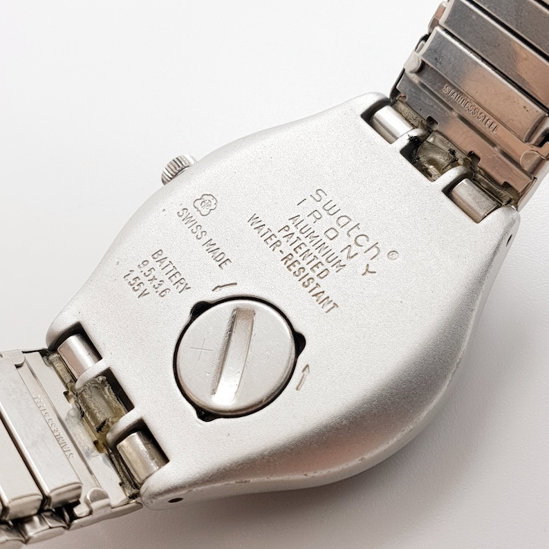 1997 Swiss Made Stainless Steel Swatch Irony Date Watch for Men and Women 37mm Case, Vintage ...