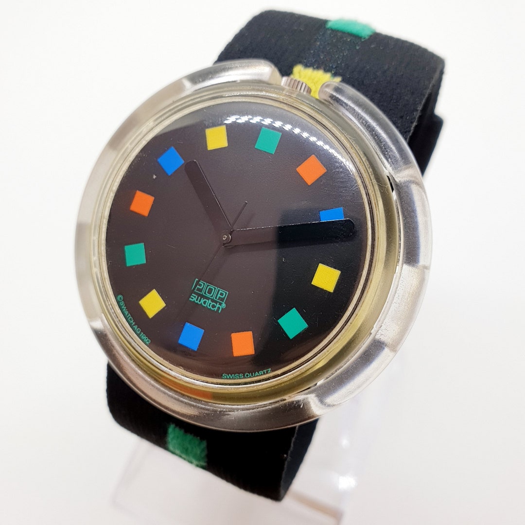 1993 Ultra Rare Square Hour Markers Swiss Swatch Pop Quartz Watch for ...
