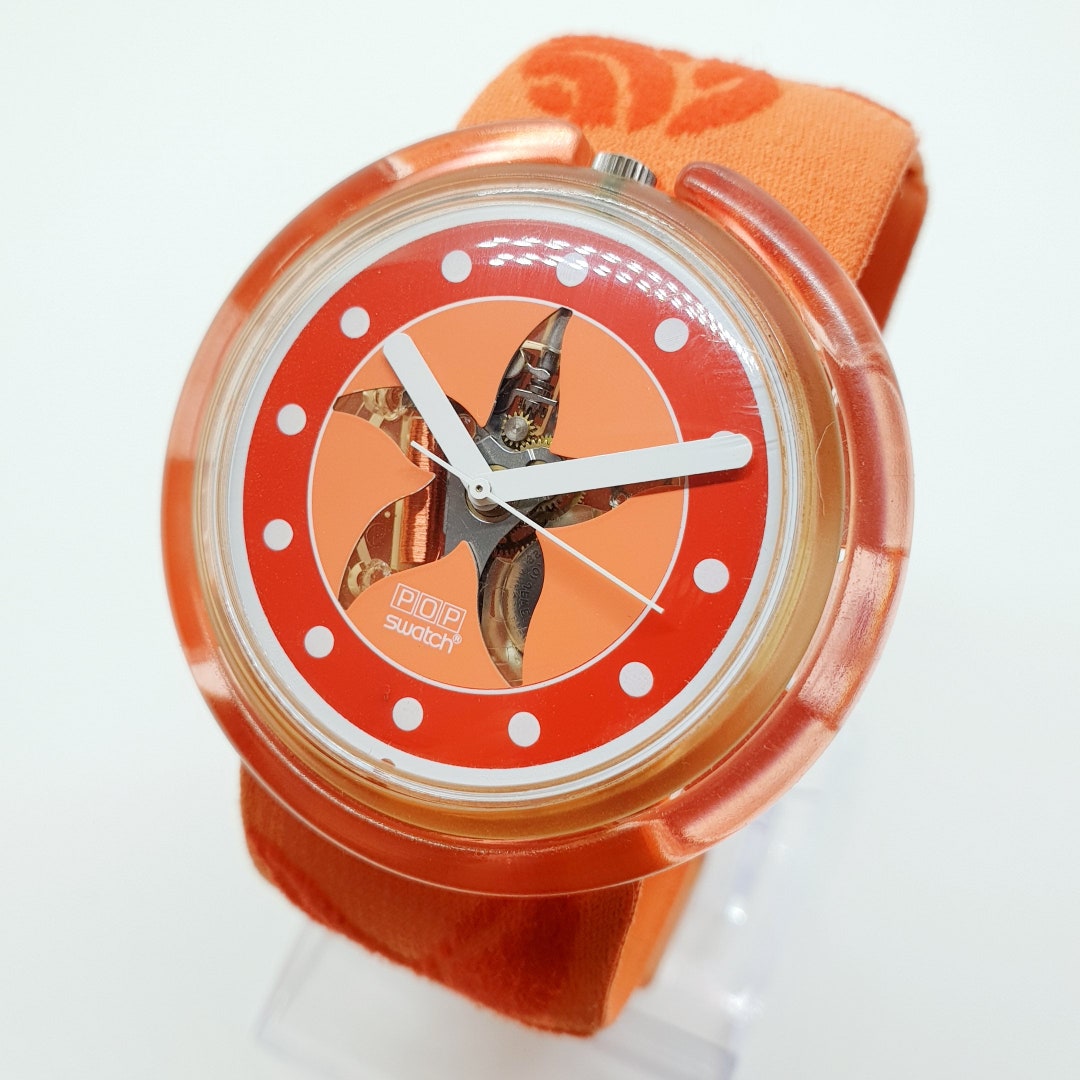 1993 Red Partly Skeletonized Dial Swiss Made Swatch Pop Quartz Watch ...