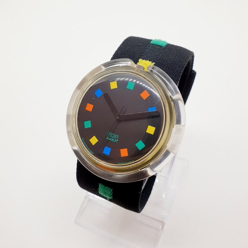 1993 Ultra Rare Square Hour Markers Swiss Swatch Pop Quartz Watch for ...