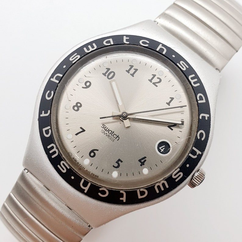 1997 Swiss Made Stainless Steel Swatch Irony Date Watch for Men and Women 37mm Case, Vintage ...