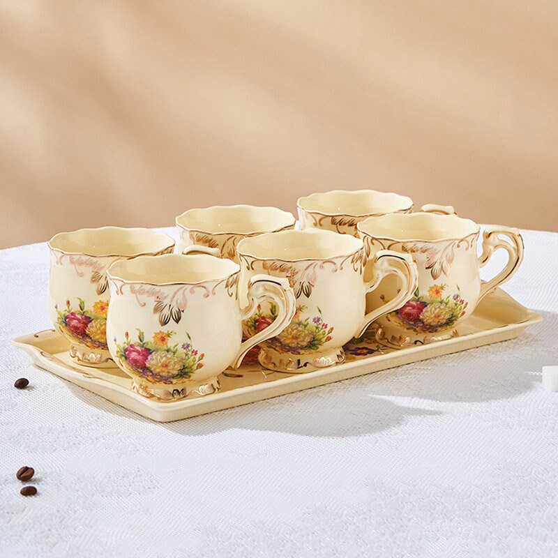 Ceramic Coffee Cup and Saucer Set English Afternoon Tea Set Retro Tea ...