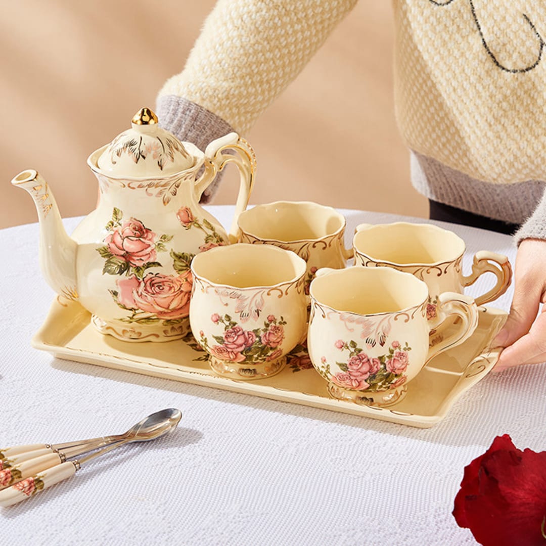 Ceramic Coffee Set Ceramic Coffee Cup English Afternoon Tea Set Retro Tea Set Tea Party Tea Set ...