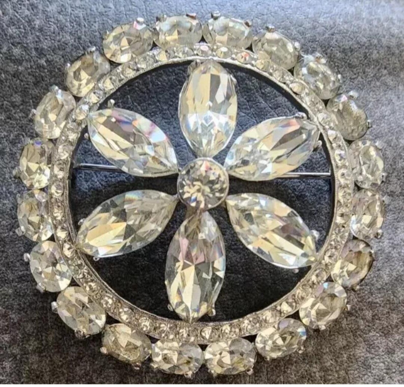 Large Vintage Joseph WEISNER Clear Rhinestone Brooch Estate - Etsy