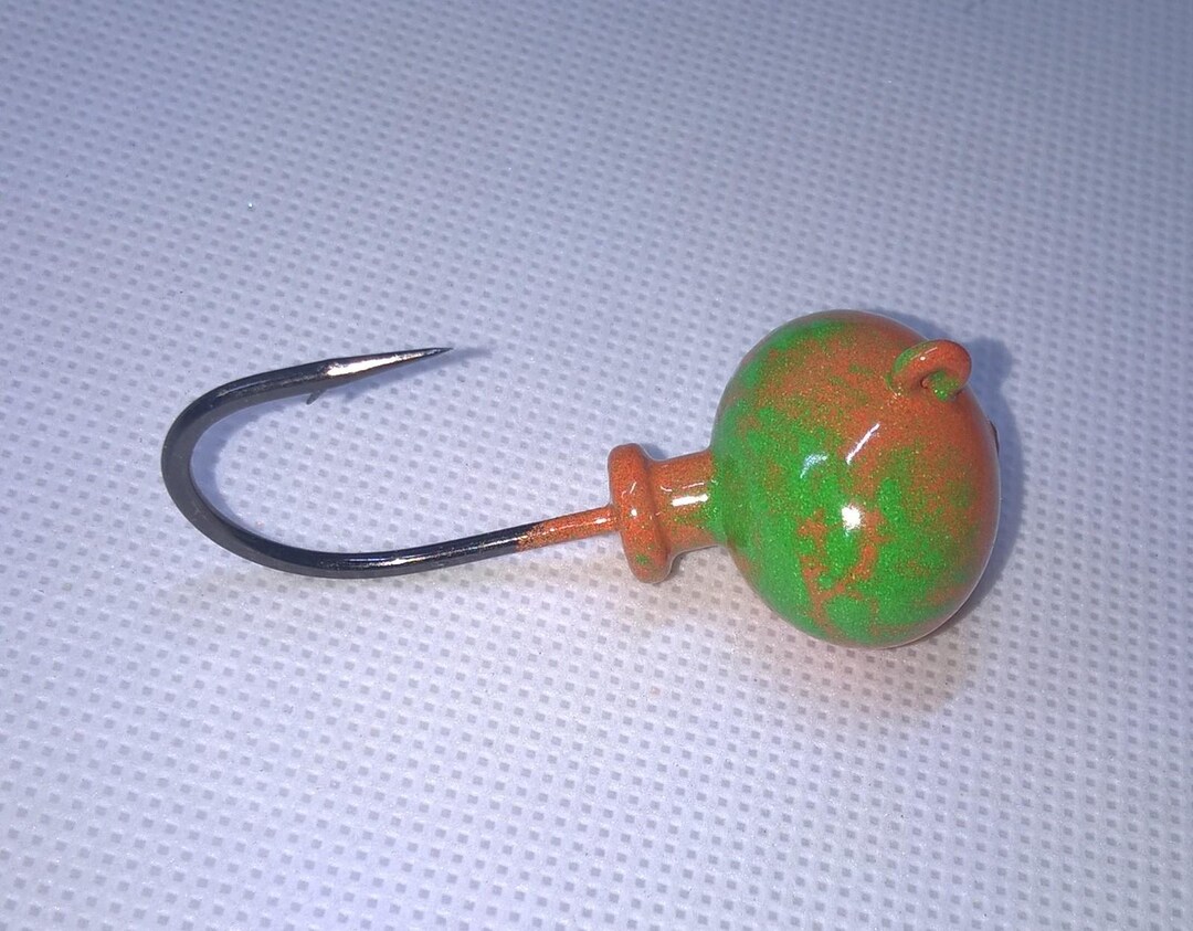 Tog Jigs Football Blood Orange Grn Blackfish Tautog 2X Strong Hooks 1oz ...