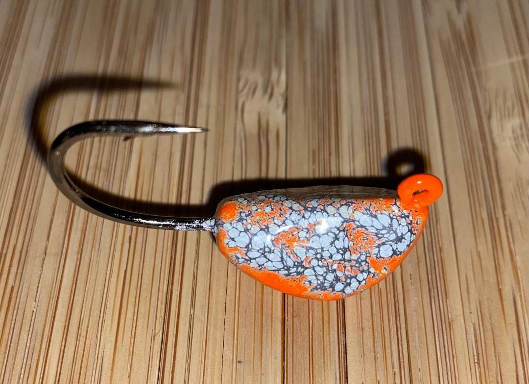 10 Tog Sheepshead Jigs 32824 Hooks Orange Cracked Blackfish 1/2oz-3oz T ...