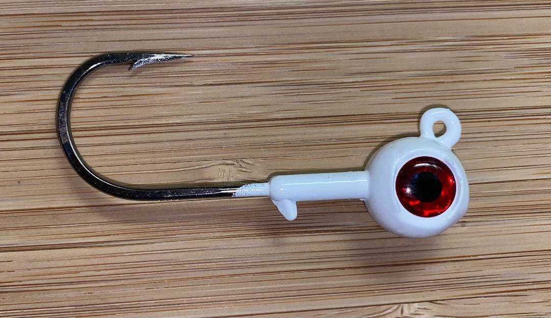 10 Flounder Fluke Round Jig Heads Color Choice 3/4oz-3oz W/eyes ...