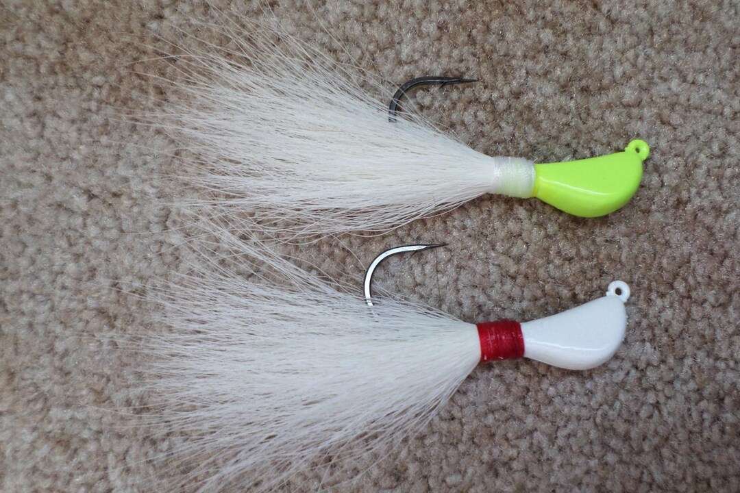 3/8 Oz 5 Pack Banana Bucktail Jigs Fluke Flounder Striper Candy *color ...