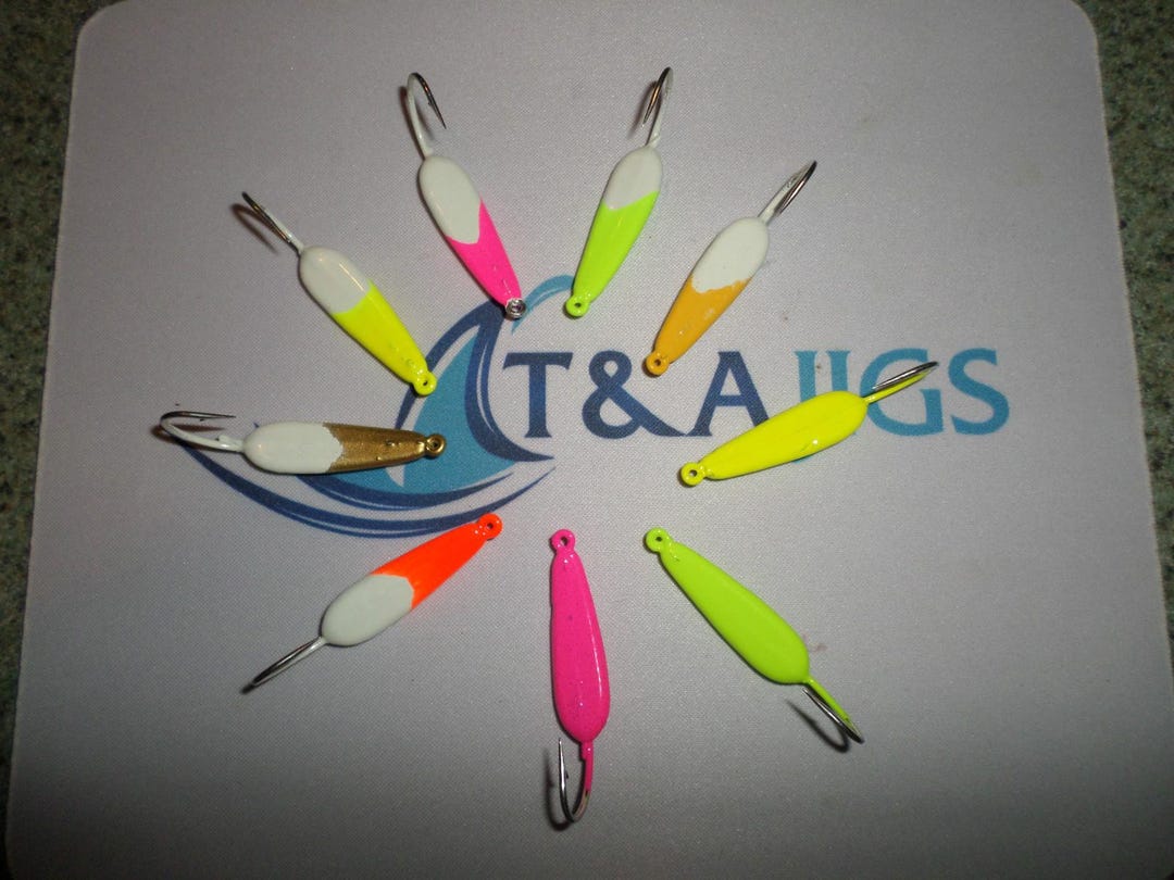 100 T&A Jigs Crazy Wacky Goofy 3/8oz Pompano Jigs Bluefish Mackerel 100 ...