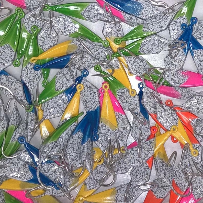 10 Pack Tim's Wacky Jigs 1/2oz Pompano Goofy Cracked Series Bluefish ...