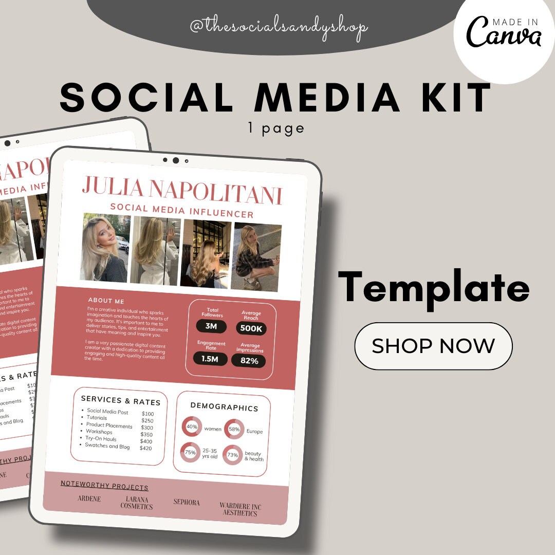 Social Media Kit Template Canva, Influencer Media Kit, Content Creator Media Kit, Media Kit ...
