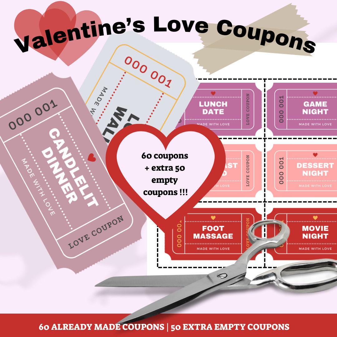 100 Printable Valentine's Day Love Coupons for Her-sexy Valentines Day ...