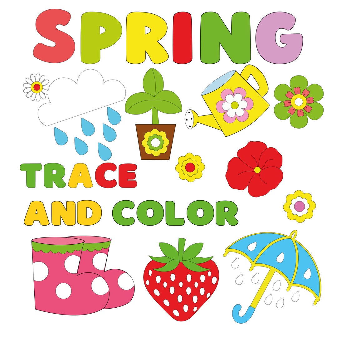 Spring Trace and Color Workbook for Toddlers and Preschool | PDF ...