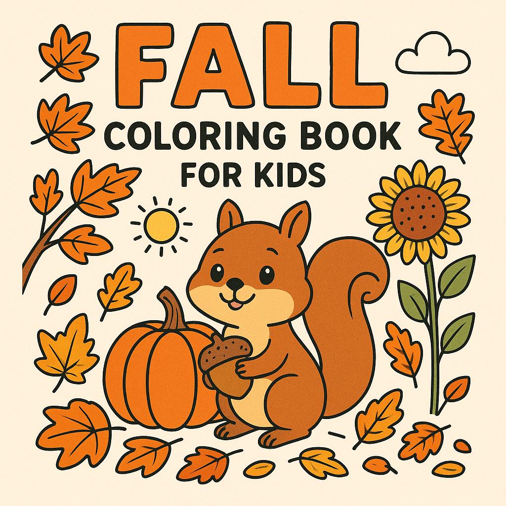 Fall Coloring Book for Kids: Autumn Theme, Stress Relief (PDF Printable ...