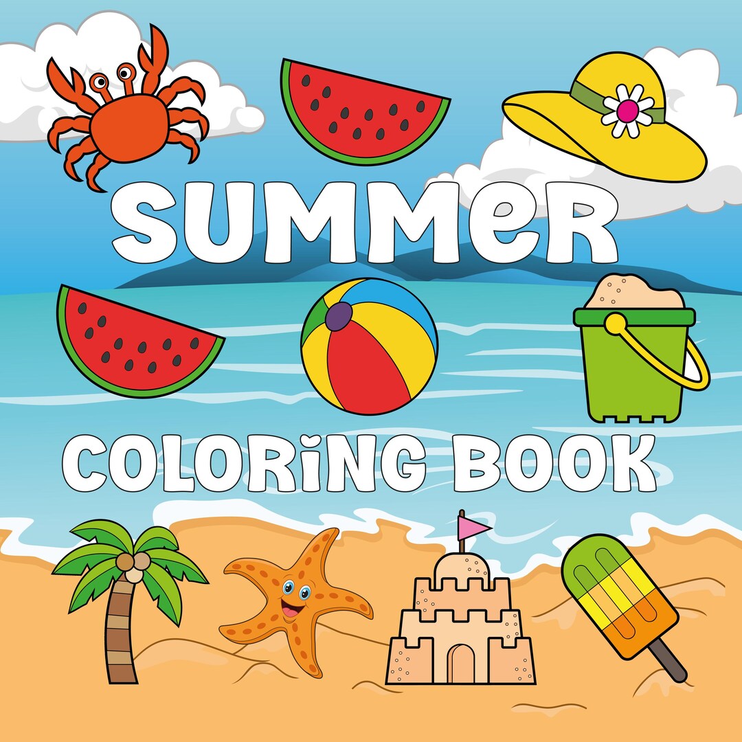 Summer Days Coloring Pages for Adults and Kids PDF, Fun Printable Beach ...