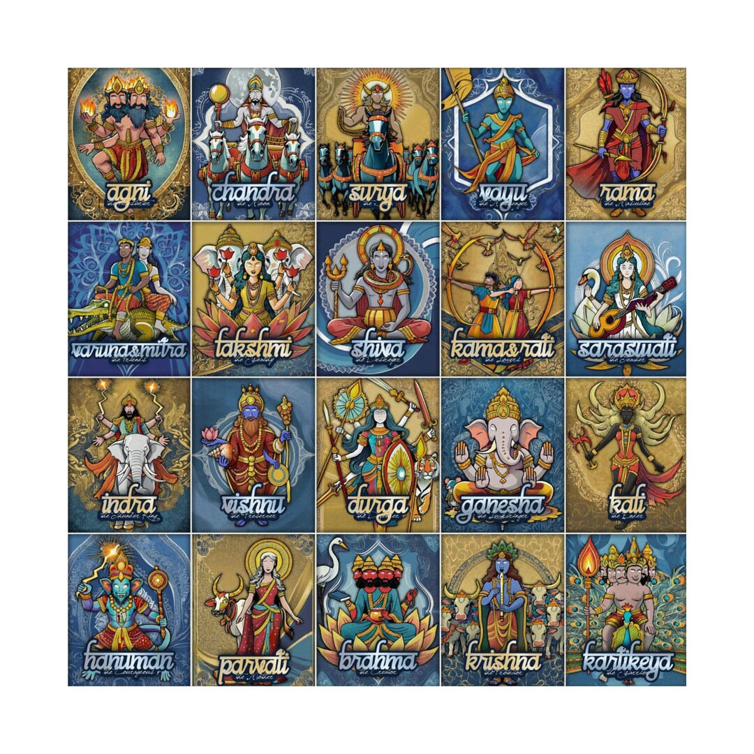 The Hindu Gods // Roll-up Vertical Poster - Etsy