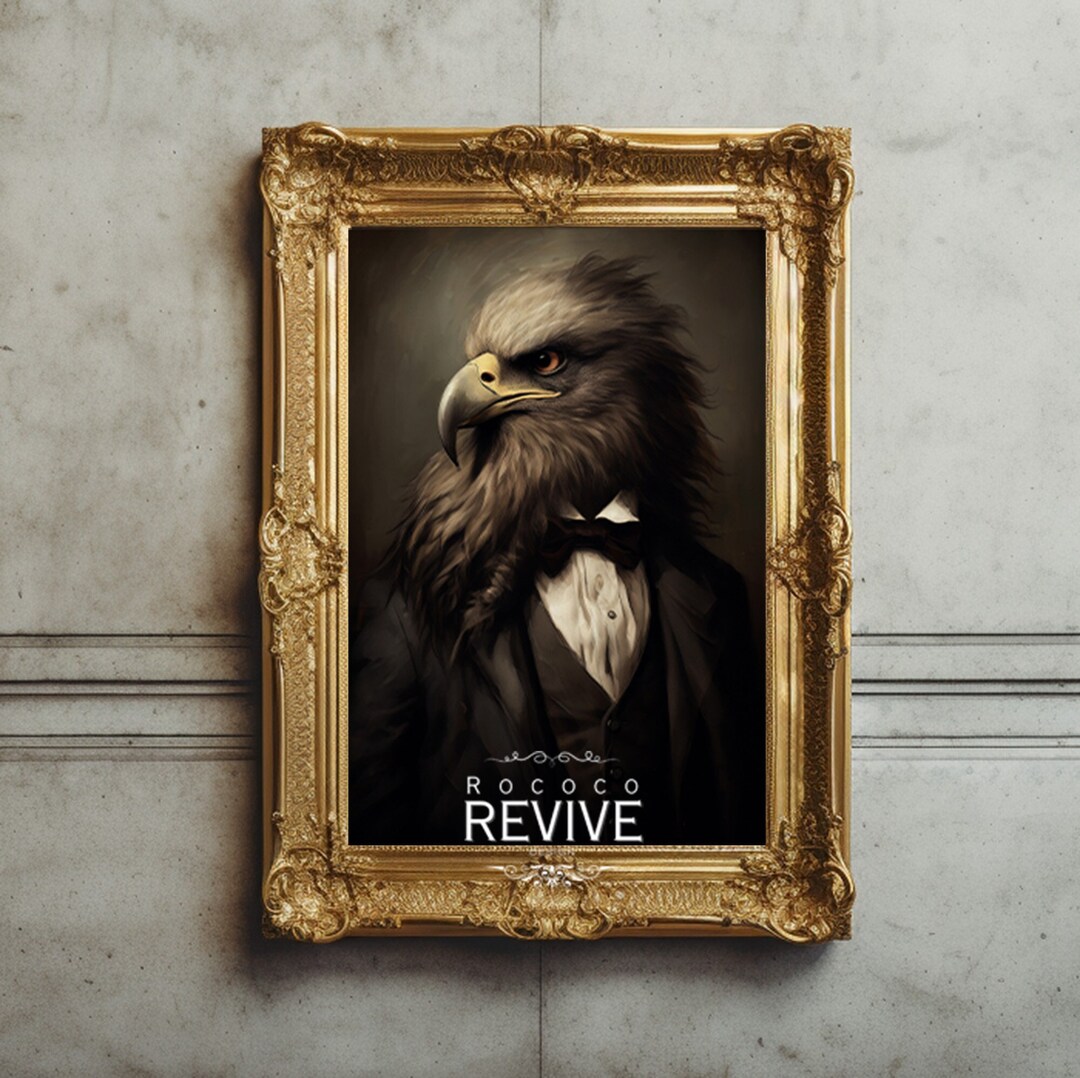 Rococo Eagle Wall Art, Printable Digital Painting, Animal Home Decor ...