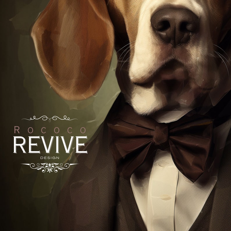 Rococo Beagle Wall Art, Dog Digital Painting, Animal Home Decor, Fine ...