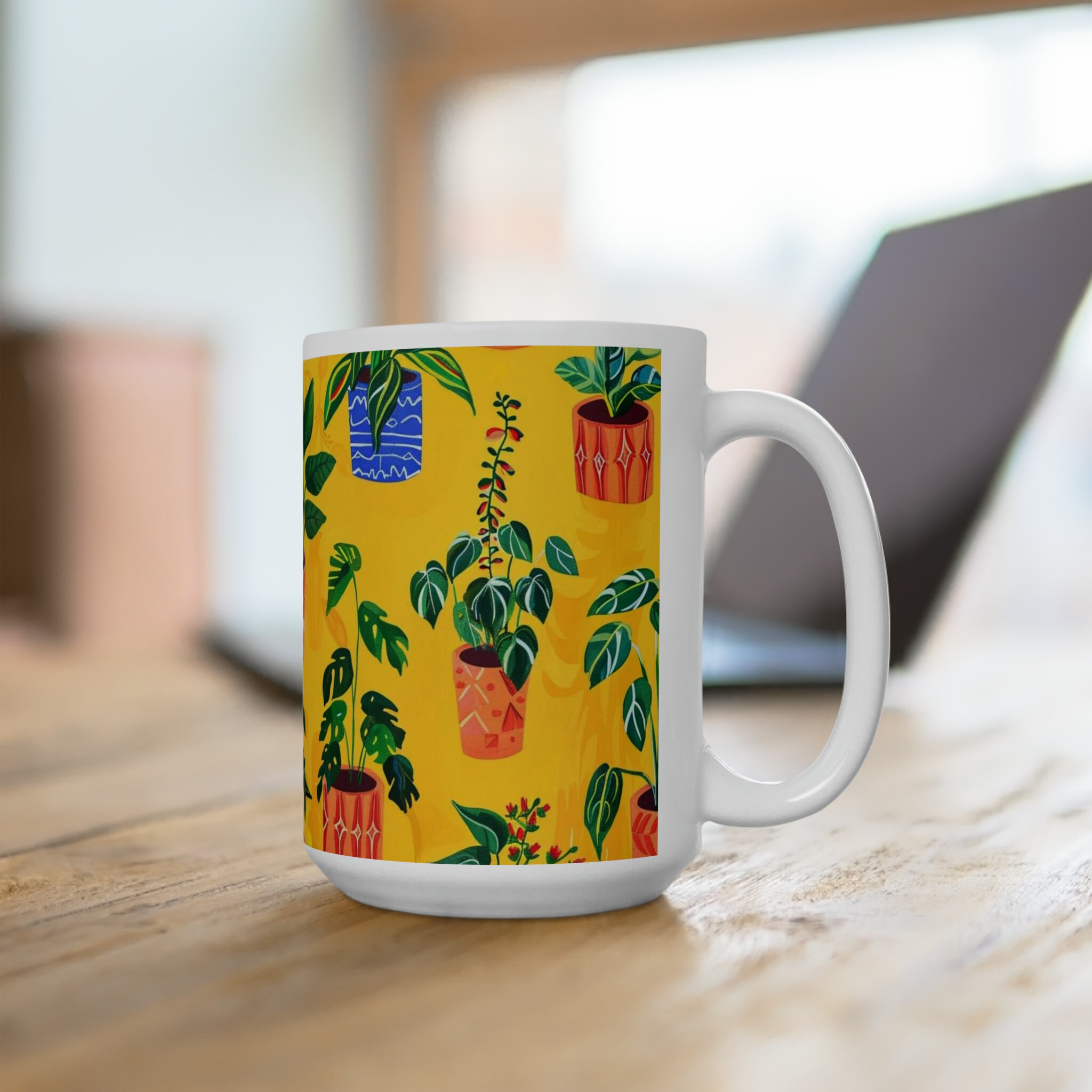 Vibrant House Plants Mug 15 Oz Plant Lover Coffee Mug Plant Mom Mug ...