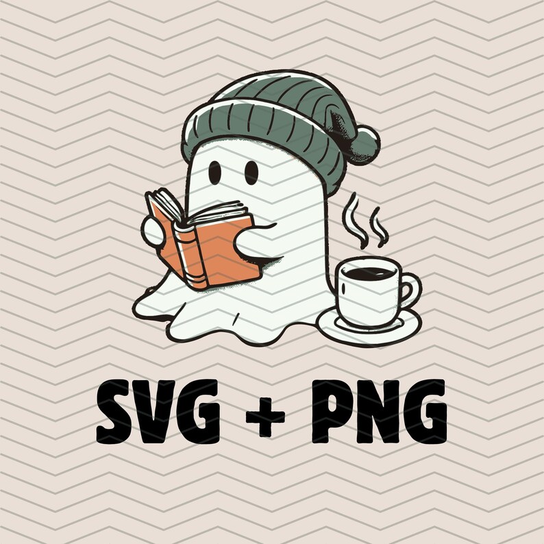 Cozy Bookish Ghost SVG PNG Bundle Fall Image File Coffee Ghost Book ...