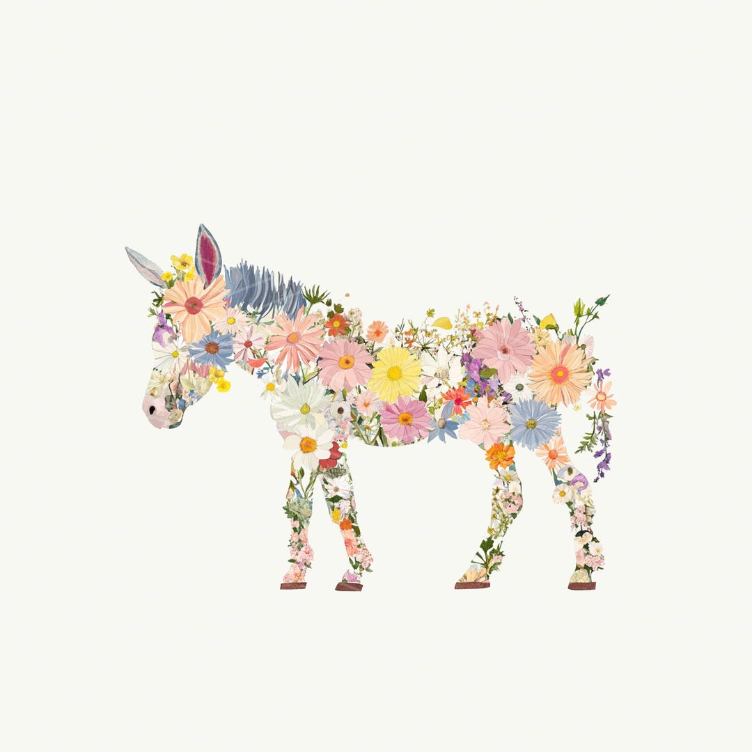 Premium Floral Donkey Design, Transparent Background | Flower Donkey ...