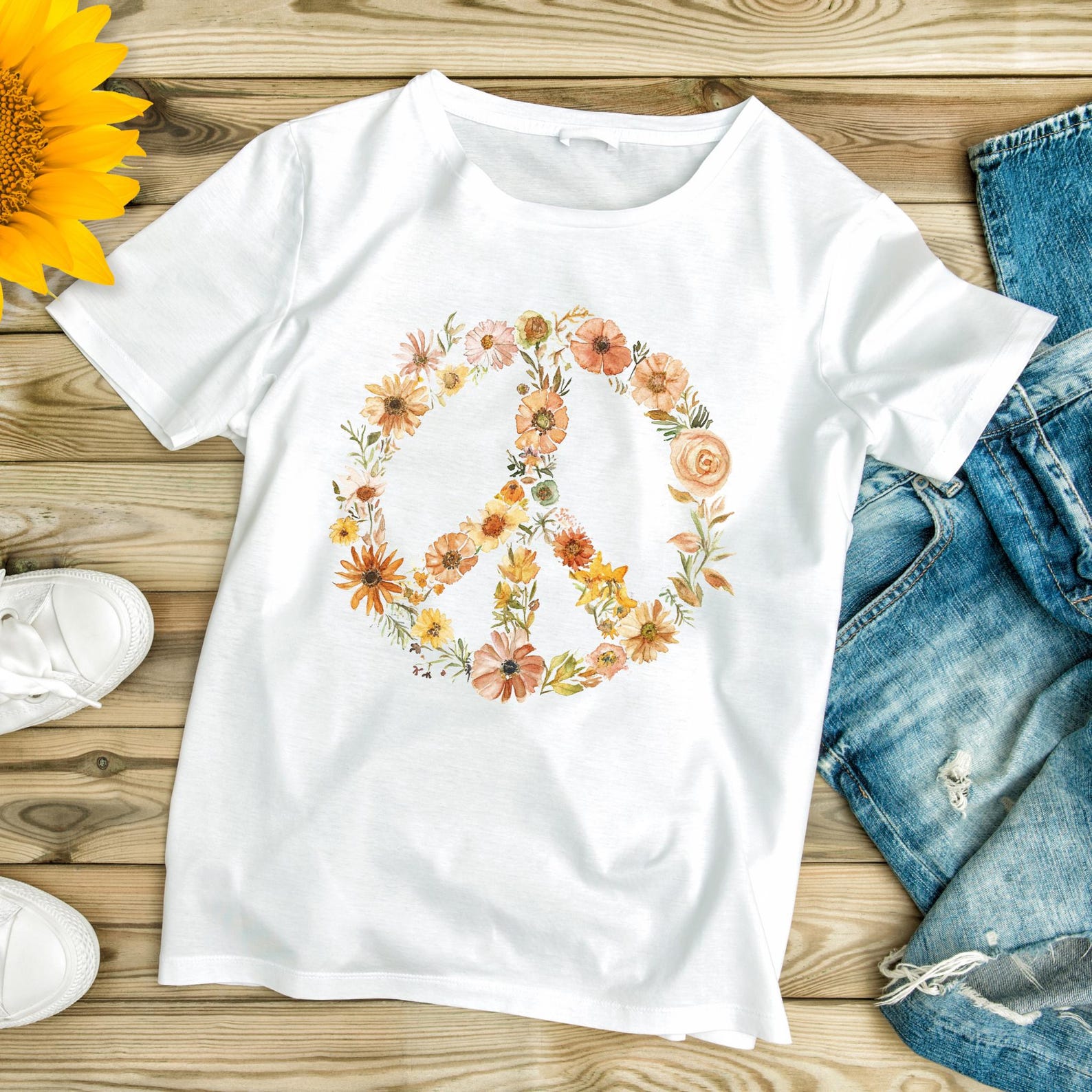 Premium Flower Peace Sign Design, Transparent Background | Floral Peace ...