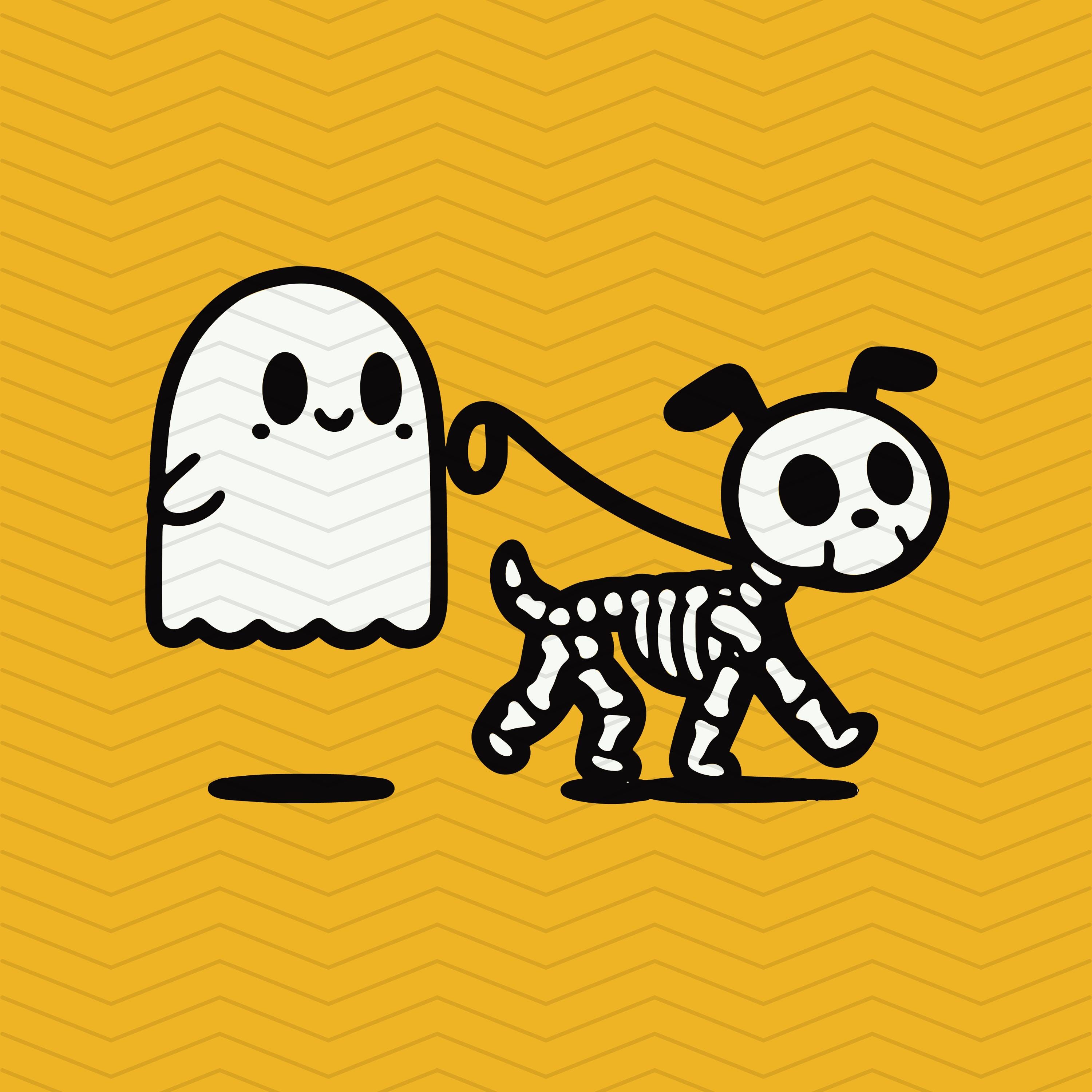 Cute Halloween Ghost Walking Dog SVG/PNG Bundle Halloween Dog Ghost ...