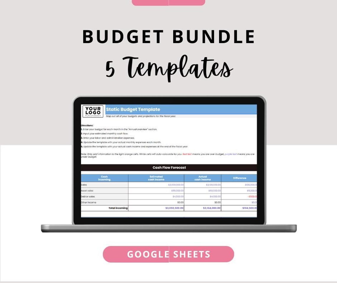 Small Business Budget Google Sheet Bundle 5 Editable Budget Templates ...