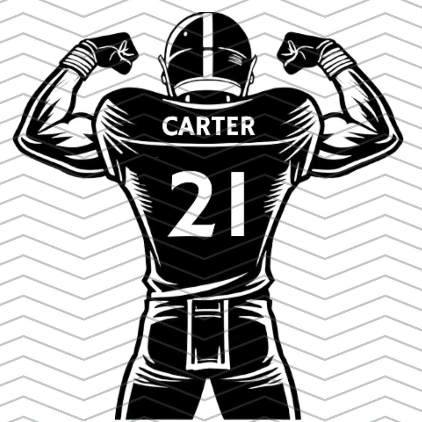 Customizable Football Player SVG, PNG Bundle Personalized Football ...