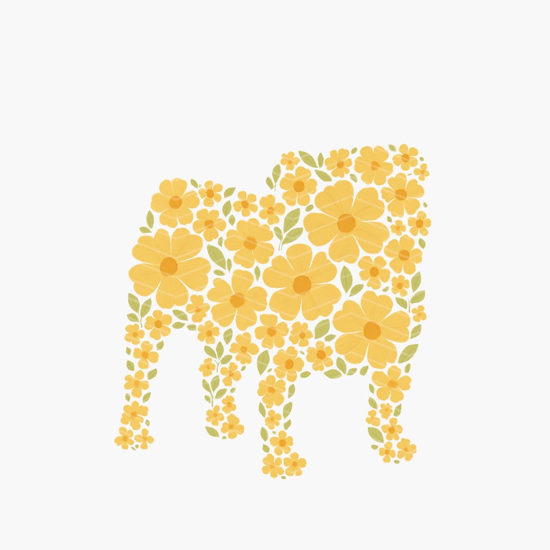 Floral Bulldog PNG: Transparent Flower Dog Design (digital Download) - Etsy