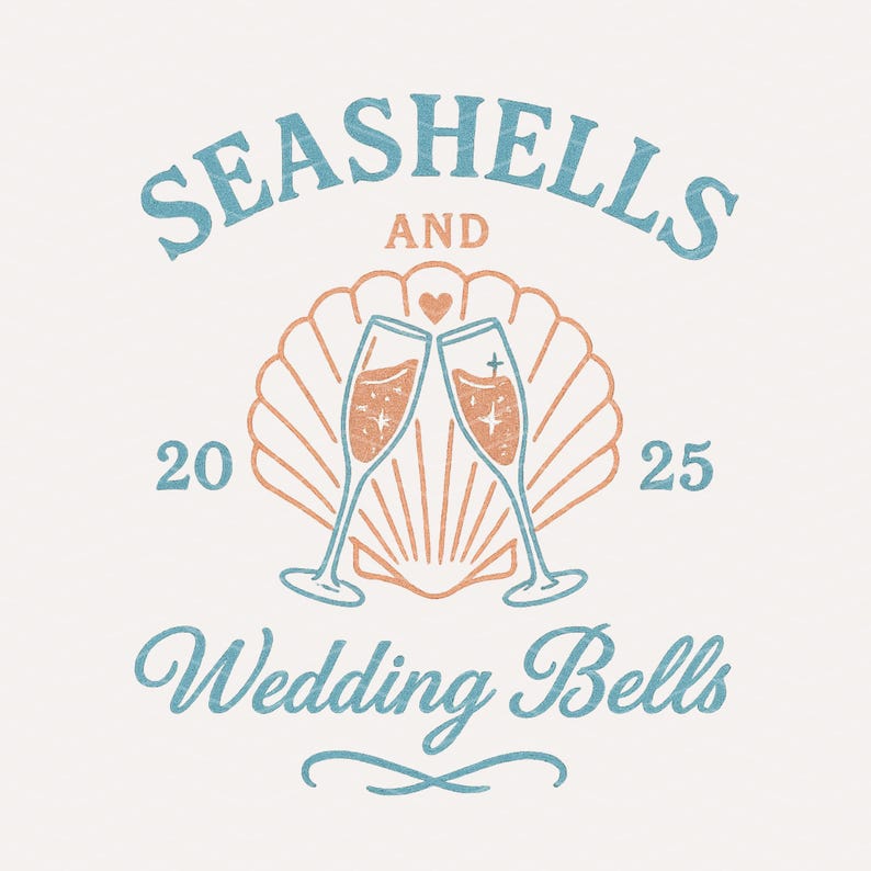 Seashells and Wedding Bells PNG – Vintage Beach Bachelorette Design ...