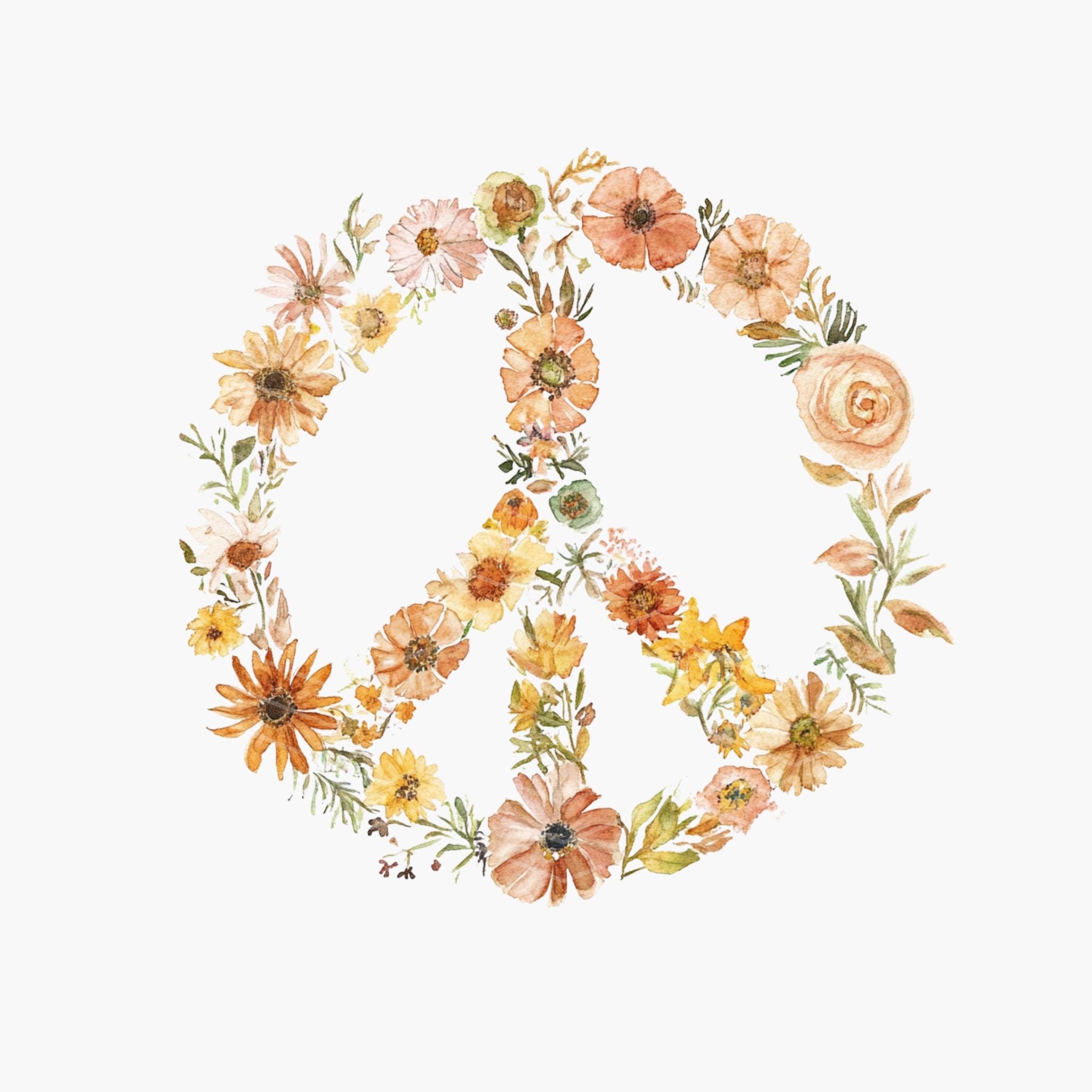 Premium Flower Peace Sign Design, Transparent Background | Floral Peace ...