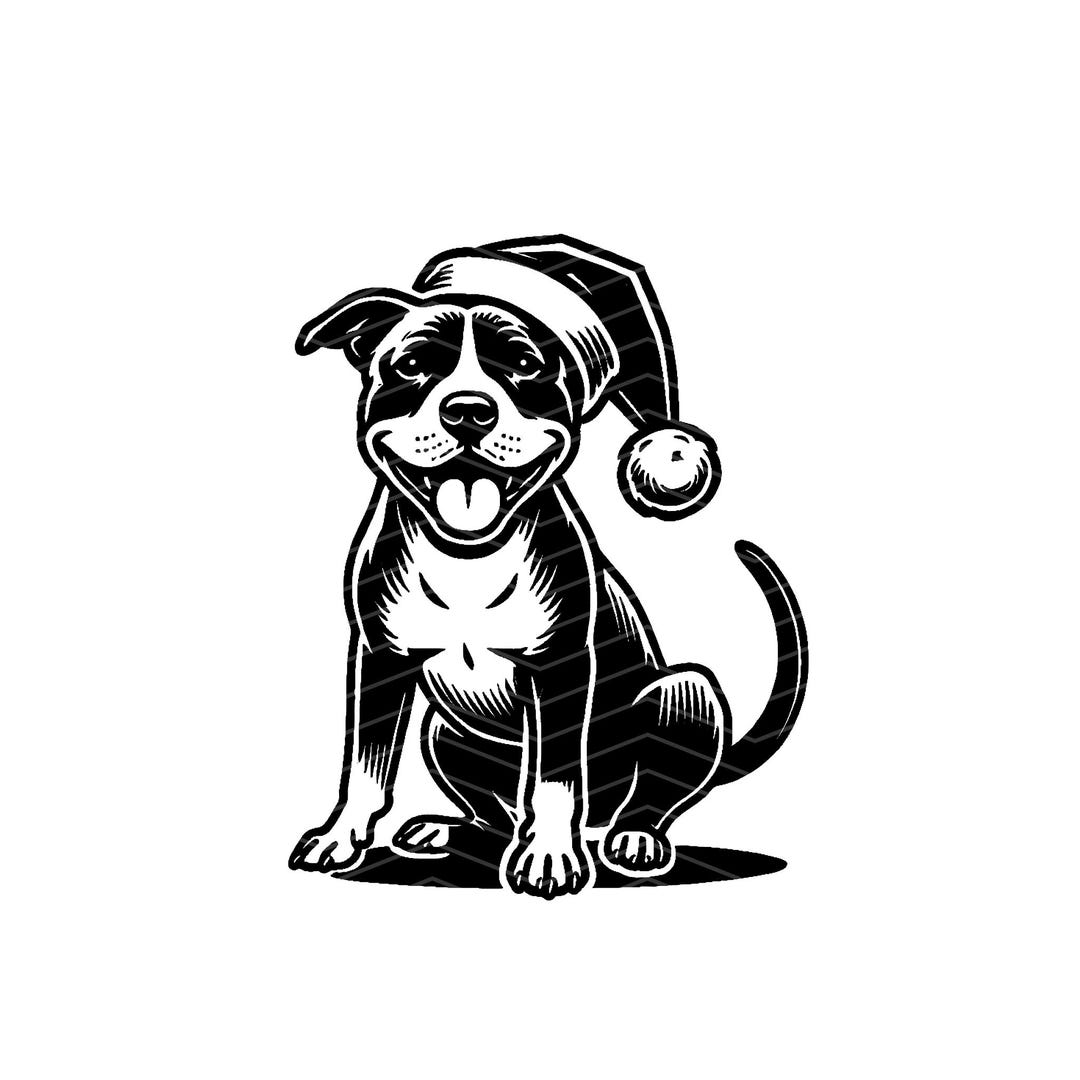 Pitt Bull Christmas Premium SVG/PNG Bundle | Pittie Dog Santa Hat Image ...