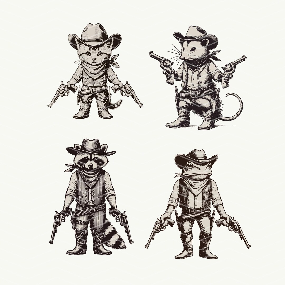 Cowboy Animals SVG PNG Bundle: Wild West Vector Art (digital Download ...