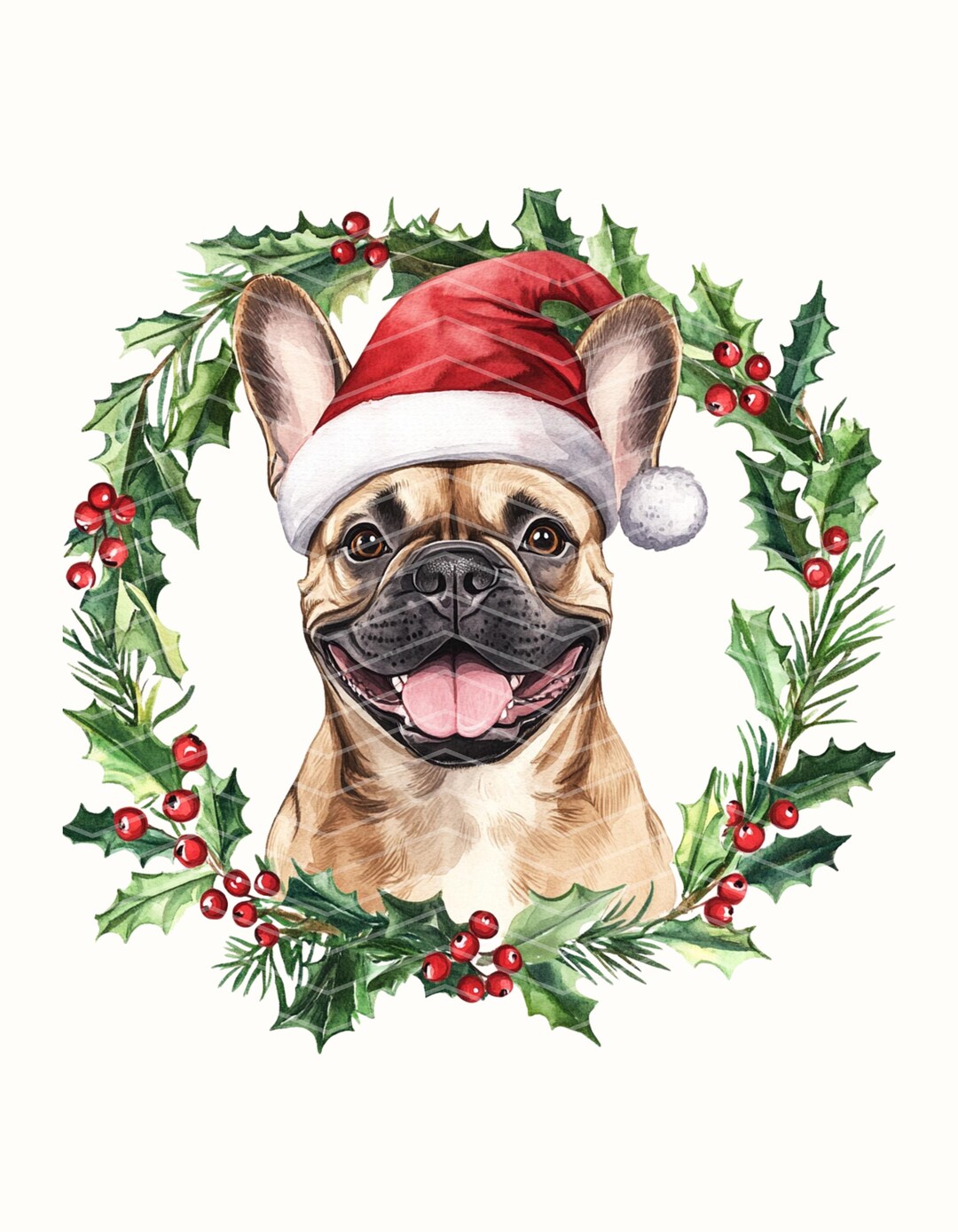 French Bulldog Christmas Wreath PNG, Transparent Background | Frenchie ...