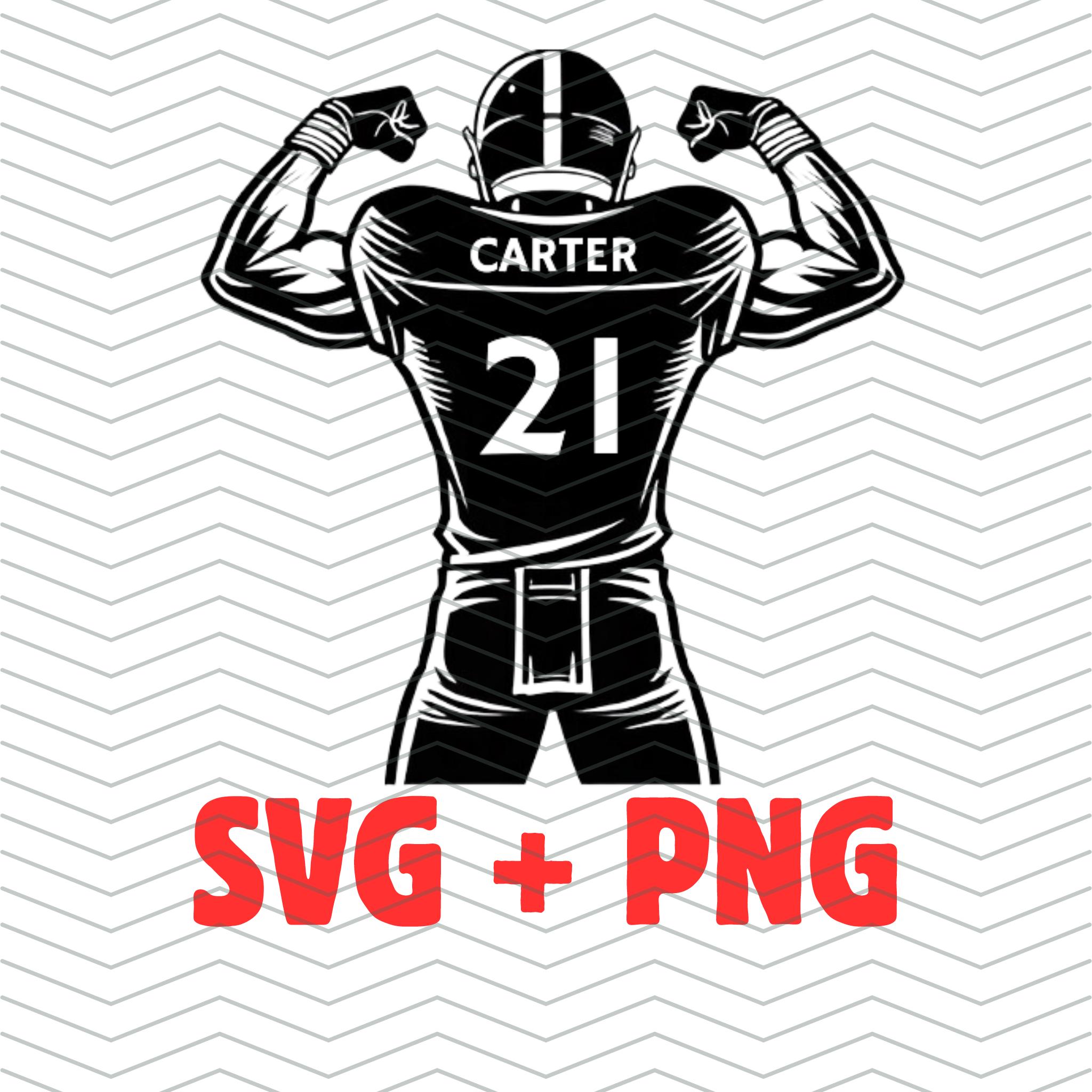 Customizable Football Player SVG, PNG Bundle Personalized Football ...