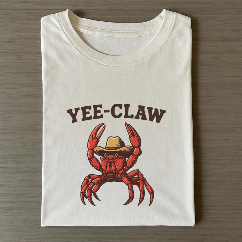 Funny Cowboy Crab PNG: Yee-claw Western Sublimation Design (digital ...