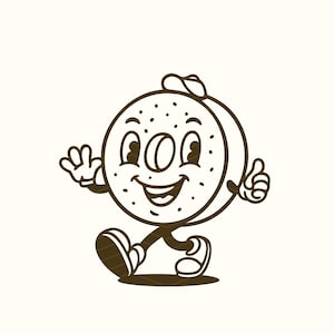 Retro Bagel Mascot SVG: Vintage Cartoon Clipart (digital Download - Etsy