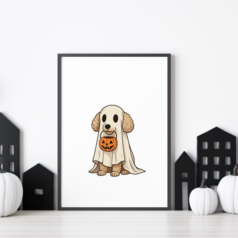 Halloween Poodle Ghost PNG: Trick or Treat Dog Ghost Design - Etsy