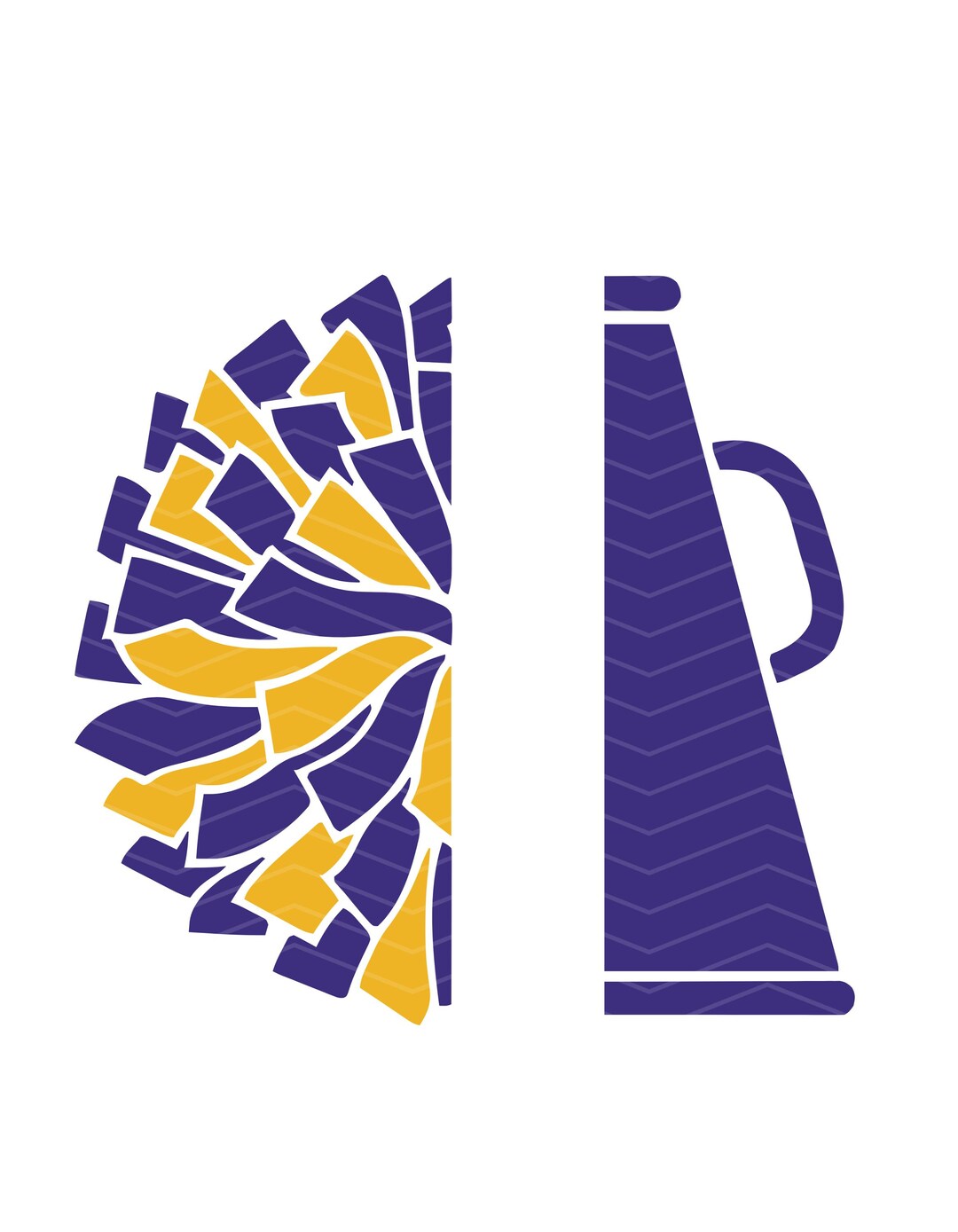 Cheerleader Monogram SVG PNG Bundle: Pom Pom & Megaphone (digital ...